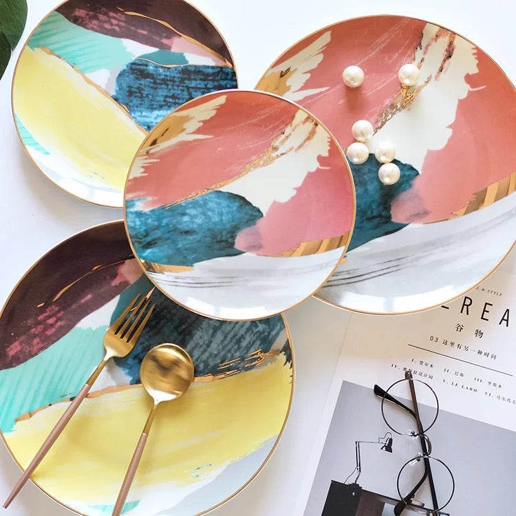 Abstract Splash Dinner Plates – at home with Maria