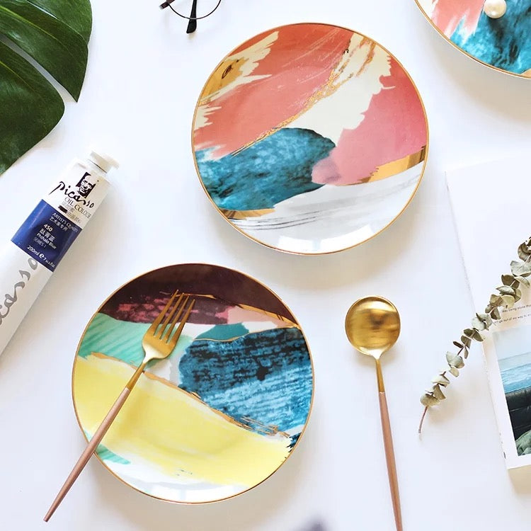 Abstract Splash Dinner Plates – at home with Maria